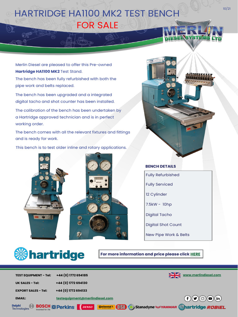 Hartridge-HA1100-Diesel-Pump-Test-Stand Bench | PDF