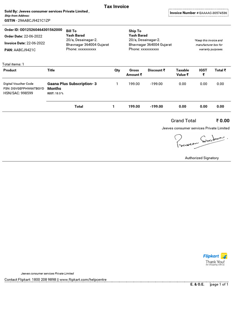 Od125260464301562000 Bill | PDF | Invoice | Payments