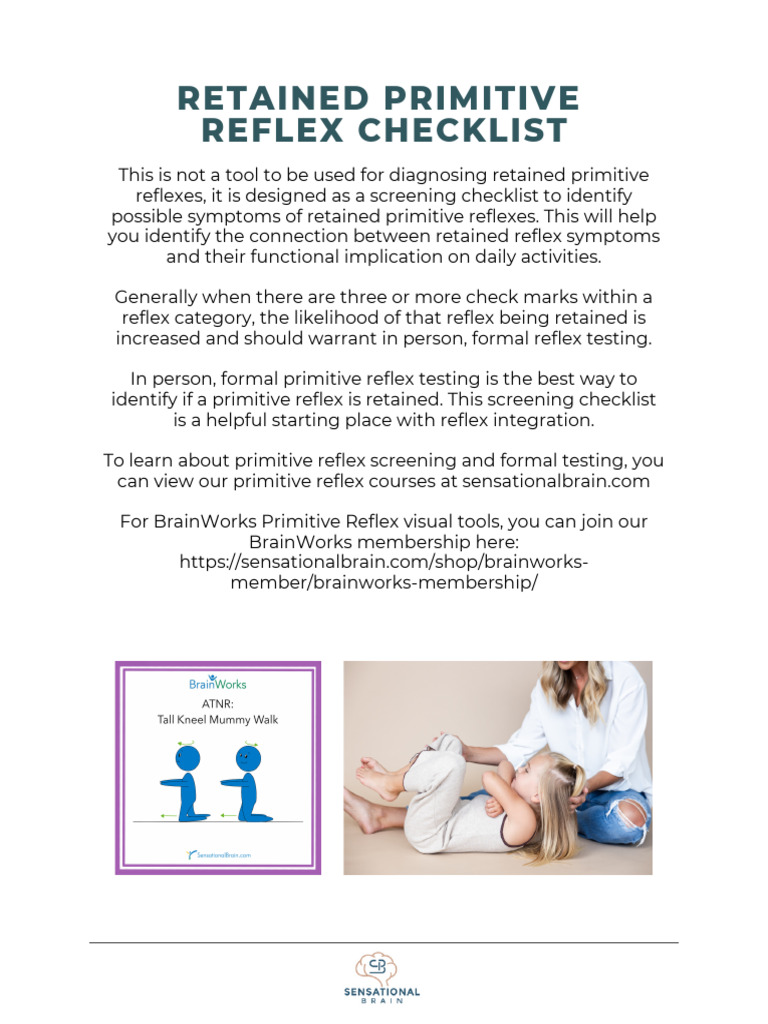 Primitive Reflex Symptom Checklist | PDF | Neurological Disorders | Neuroscience