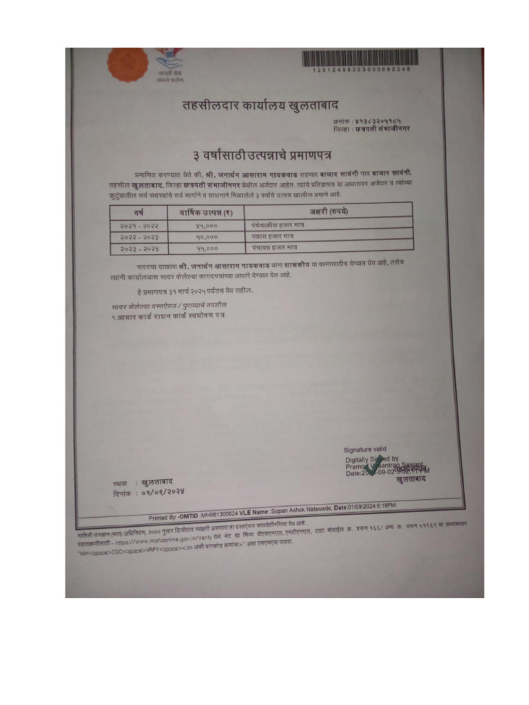 Income Certificate | PDF