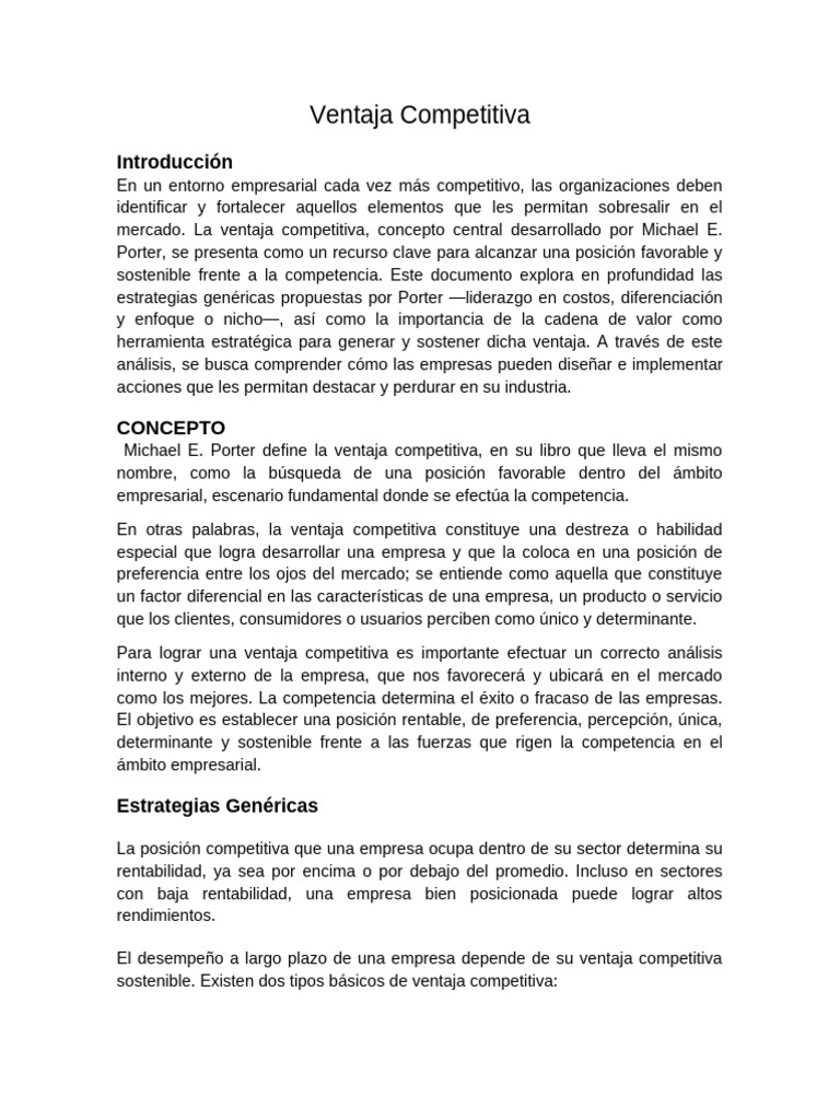 Ventaja Competitiva | PDF | Cadena de valor | Business