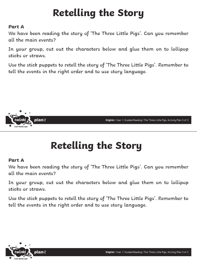 Retelling The Story Activity Sheet | PDF