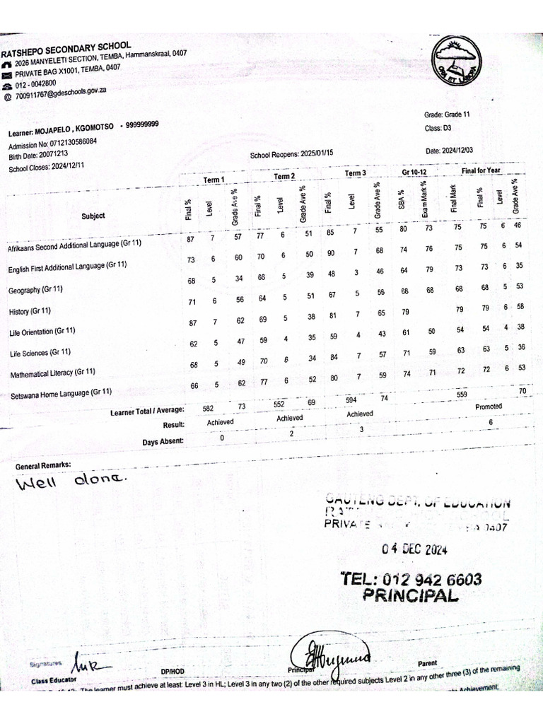 Grade 11 Final Report - 250403 - 185448 | PDF