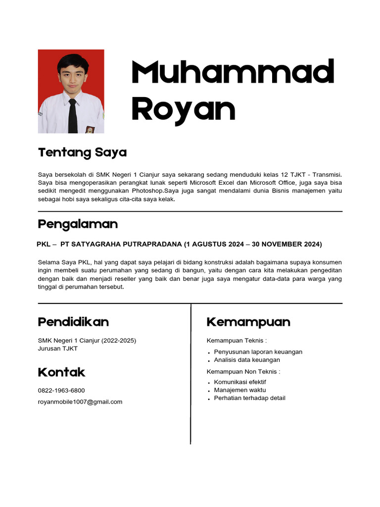 CV Muhammad Royan - 20250421 - 083536 - 0000 | PDF