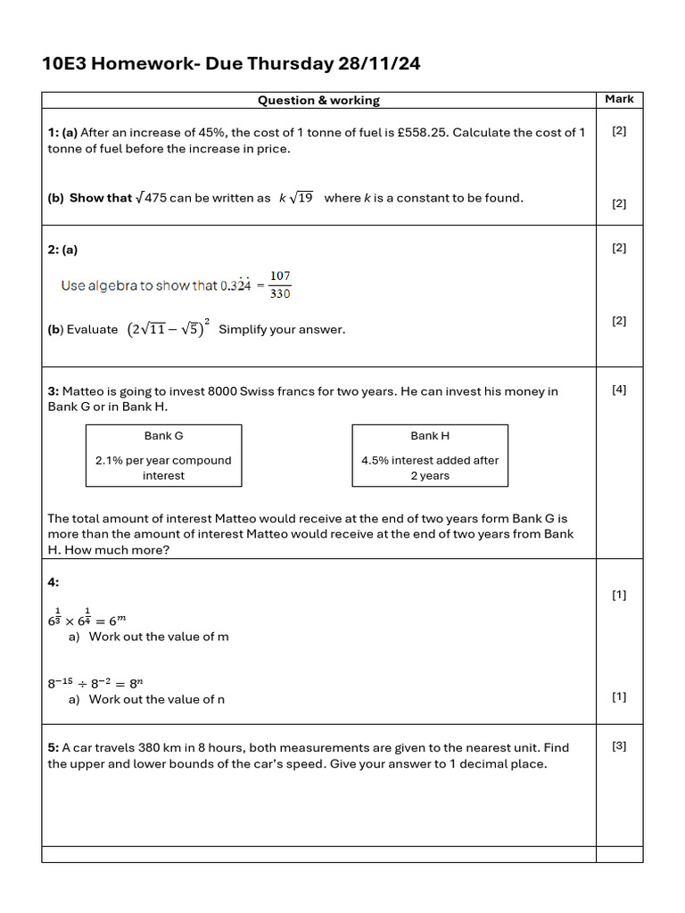 10E3 Homework Due Thursday 28.11.24 | PDF | Factorization | Mathematics