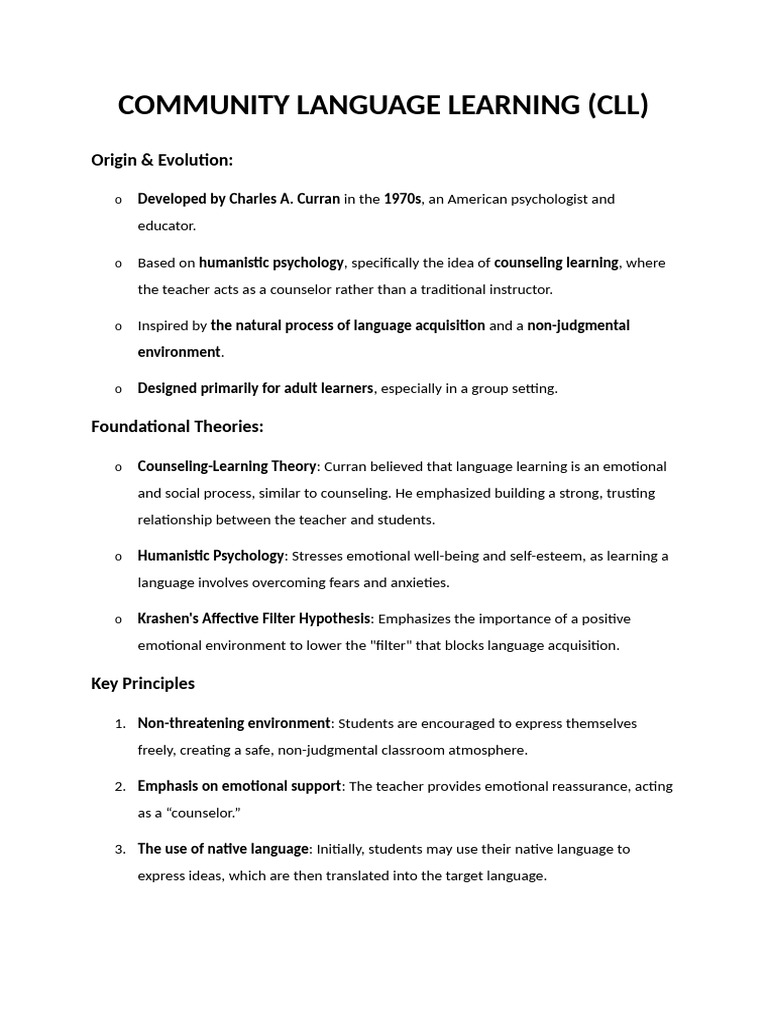 Community Language Learning | PDF | Learning | Second Language