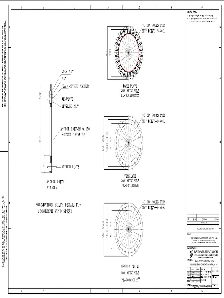 30M Monopole Design for Elevar Telecom | PDF
