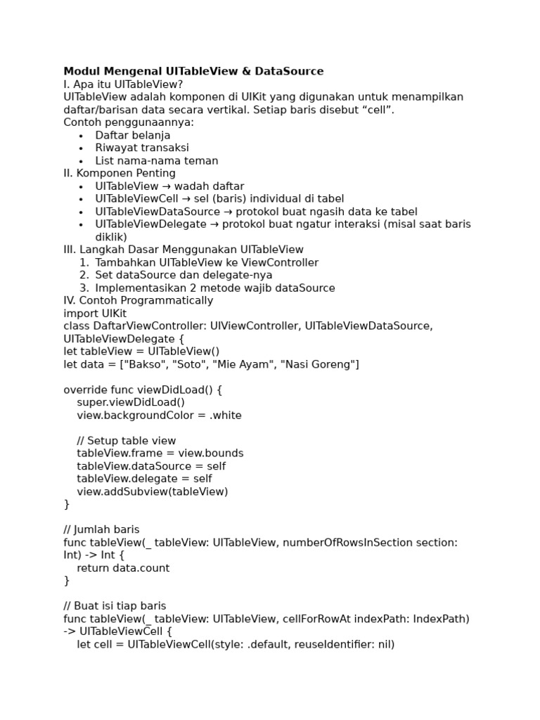 Modul Mengenal UITableView | PDF