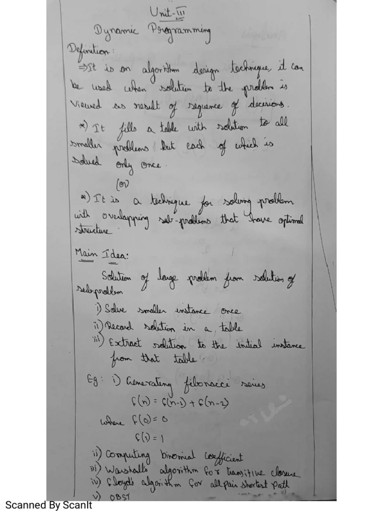 Unit 3-Dynamic Programming | PDF