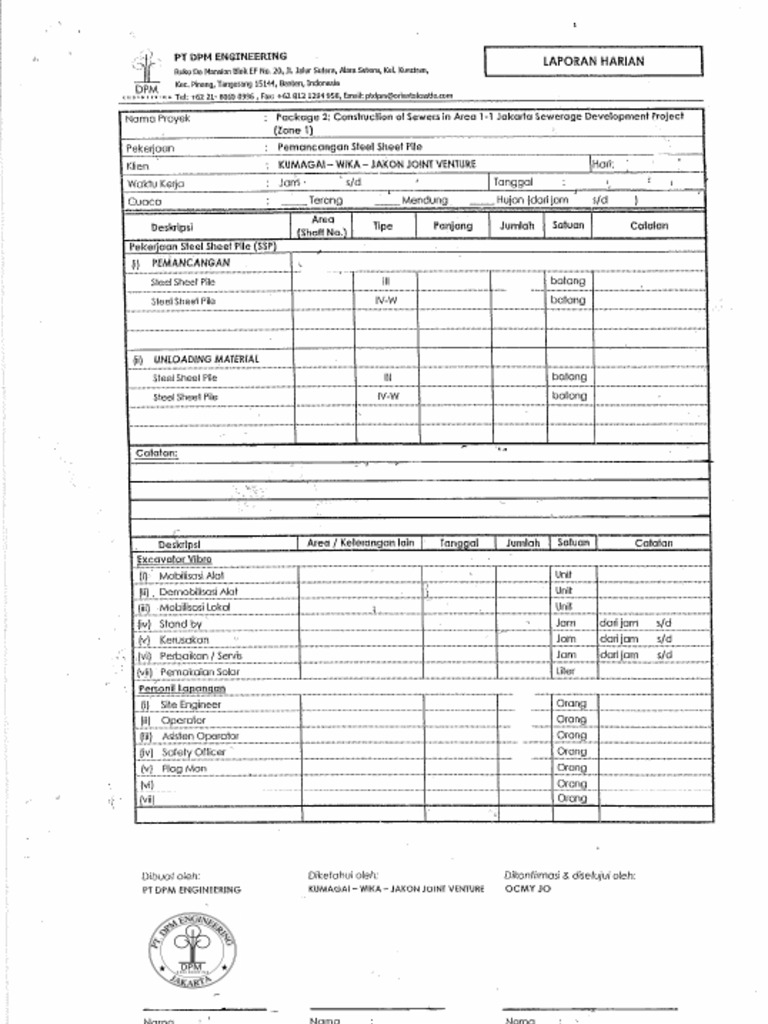 Form Daily Work SSP DPM | PDF