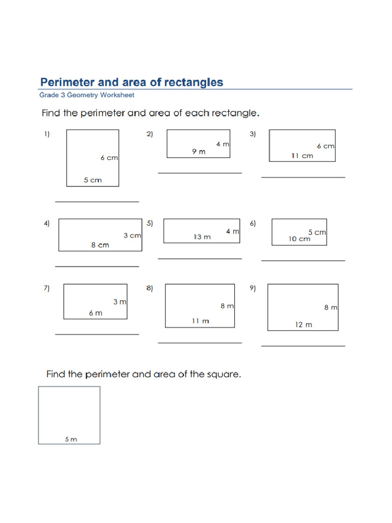 (Assignment) Perimeter and Area of Rectangles | PDF