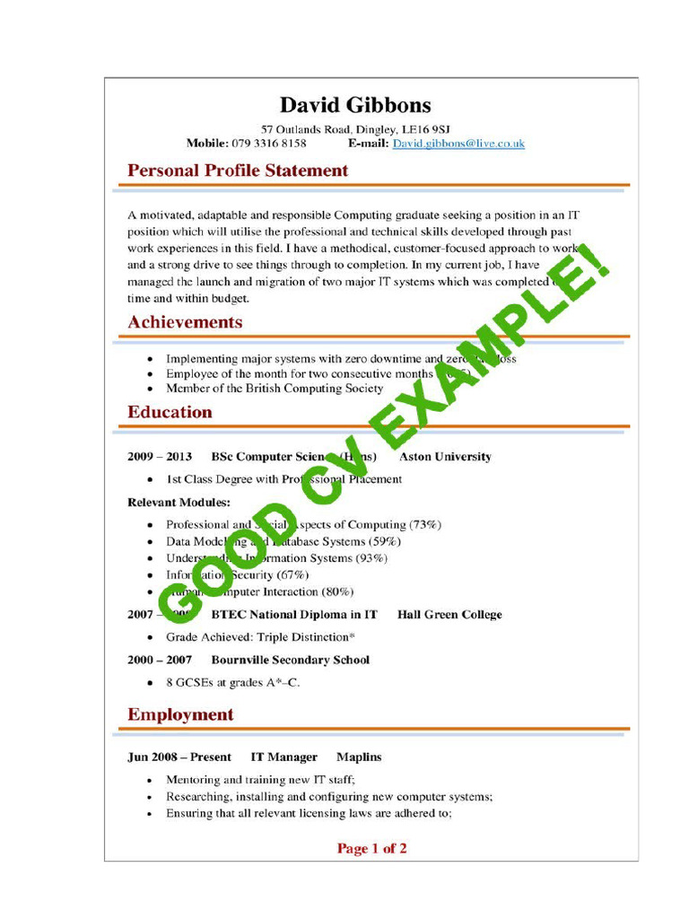 CV Sample | PDF