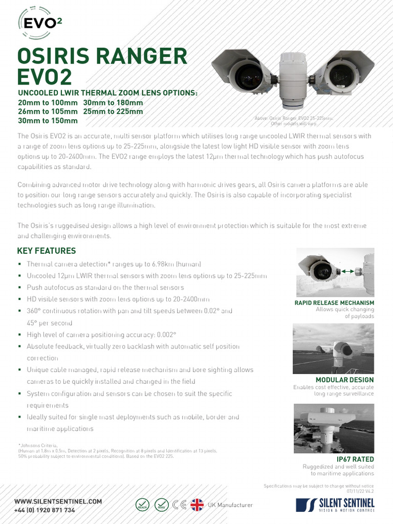 Osiris Ranger EVO2 Datasheet V4.2 | PDF | Image Stabilization | Camera