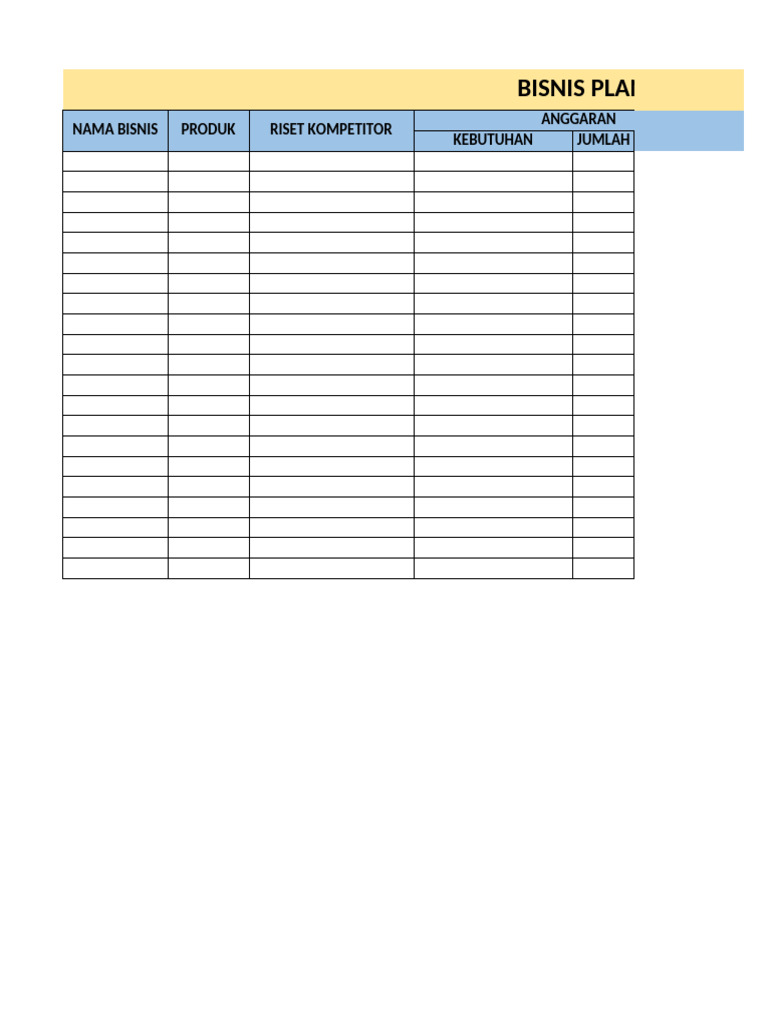TABEL BISNIS PLAN P5 | PDF