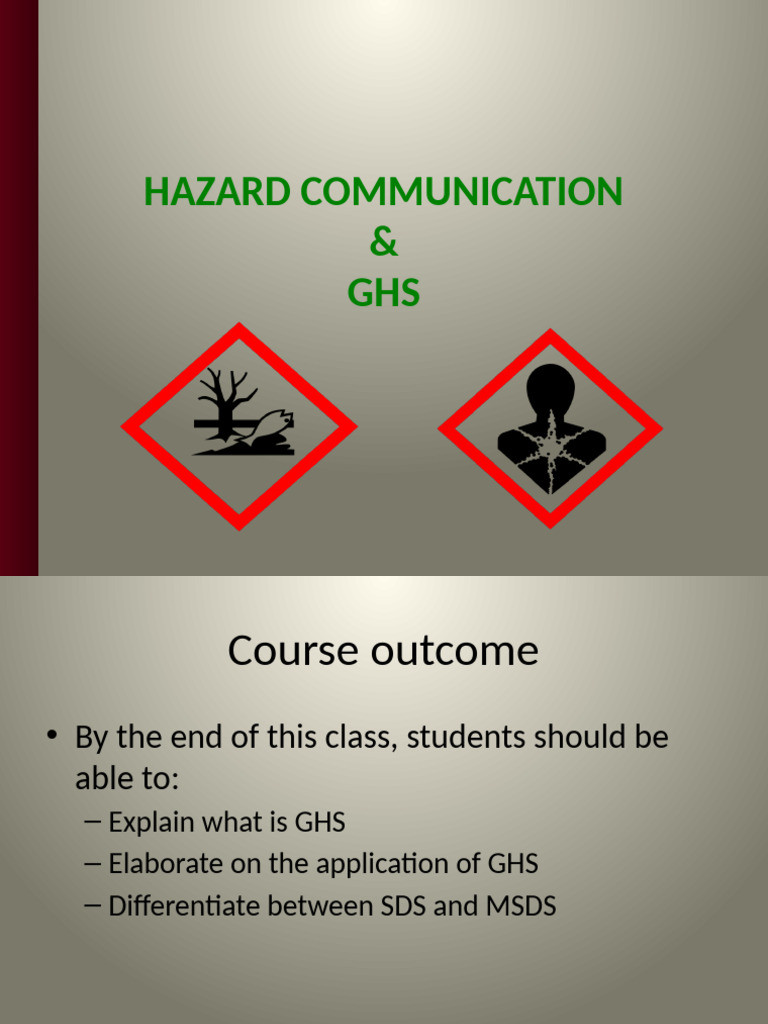 6.0 ENV652 week 6 - GHS and HAZCOM | PDF | Occupational Safety And ...