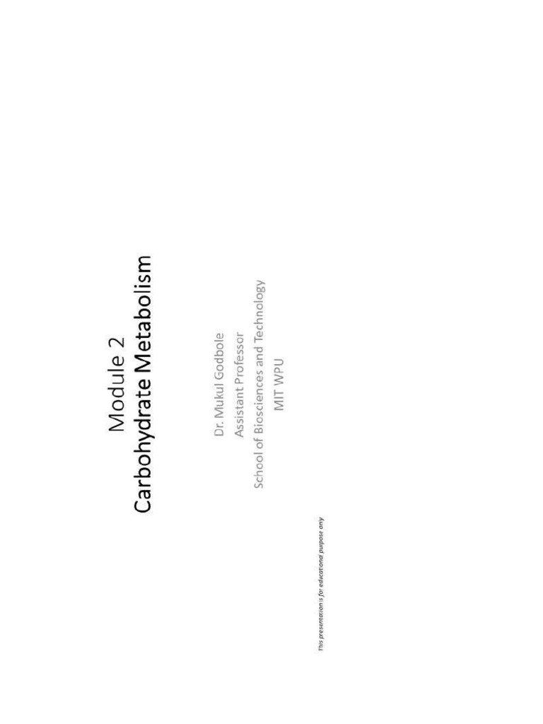 Bioenergetic, Carb Metabolism | PDF