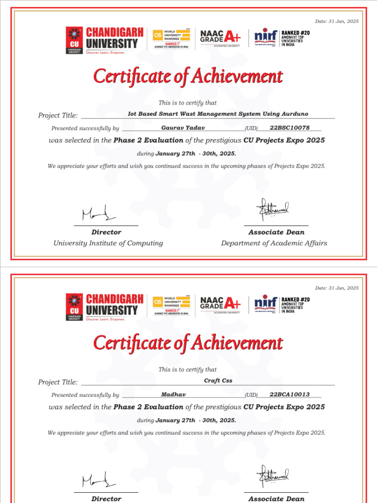 Certi Cate of Achievement | PDF