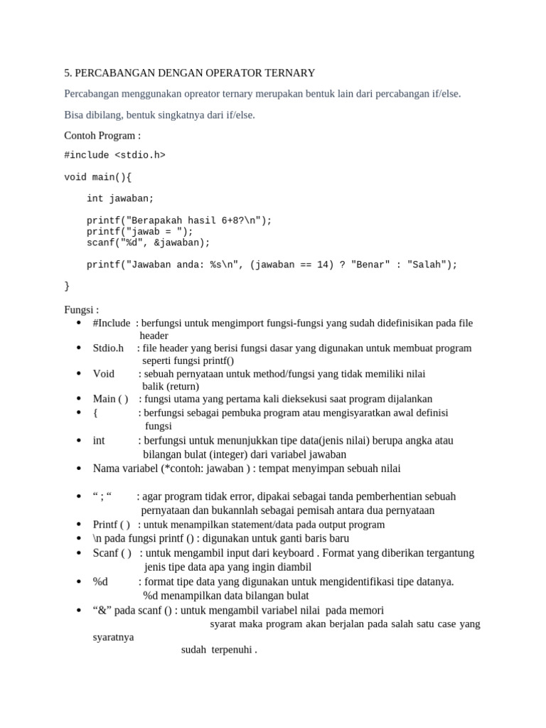 6 Blok Percabangan Opertor Tenarry | PDF