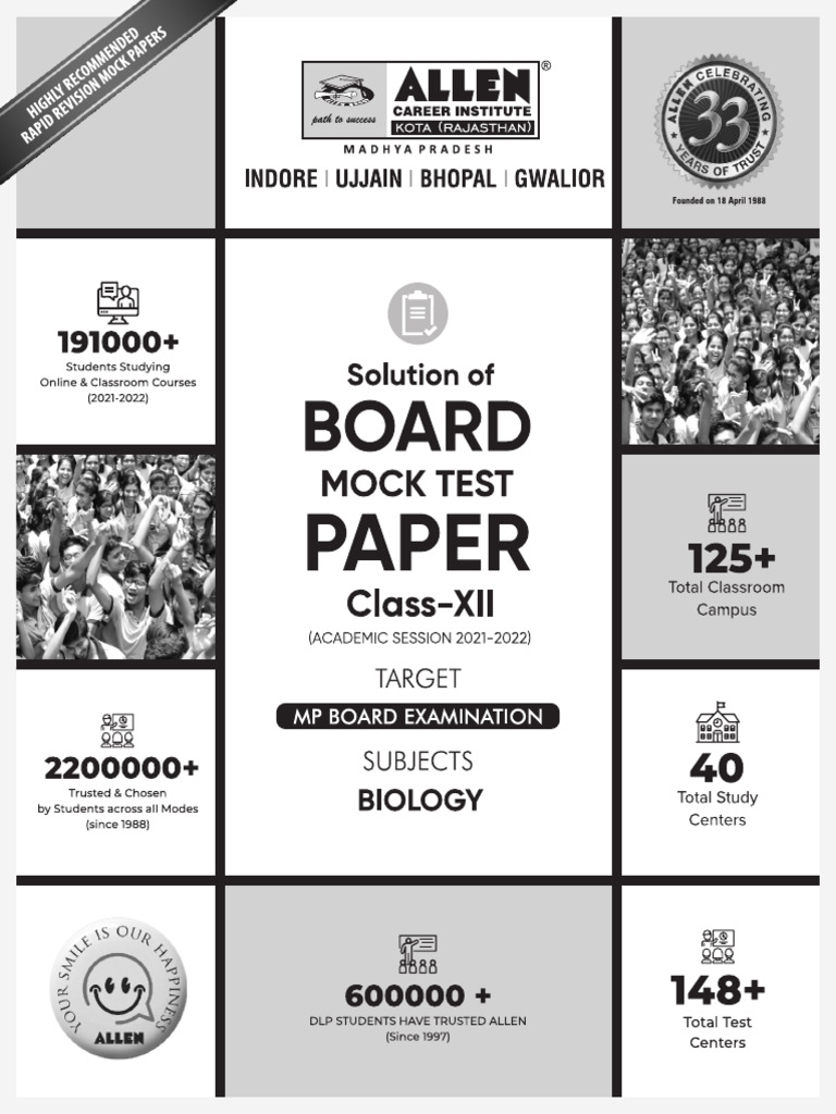Class 12th MPBSE Mock Paper Solution For Biology | PDF