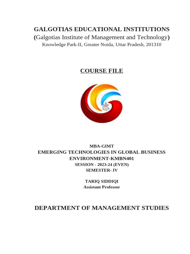 MBA Course File: Emerging Technologies | PDF | Leadership | Knowledge