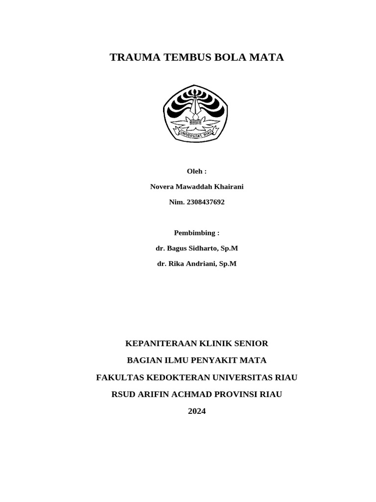 Laporan Kasus - Trauma Tembus Bola Mata - Otra Idola | PDF