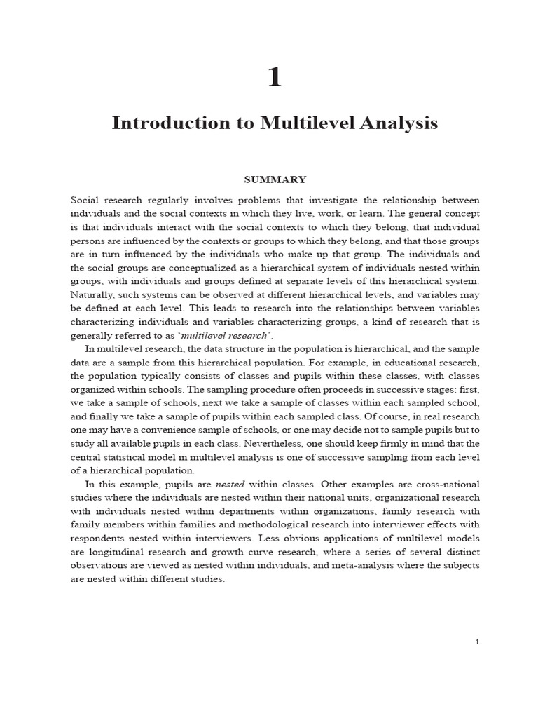 Multilevel Analysis in Social Research | PDF | Multilevel Model ...