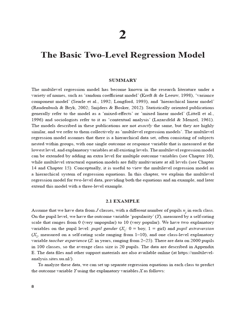 Multilevel Analysis Techniques and Applications Th... - (2. The Basic Two-Level Regression Model ...