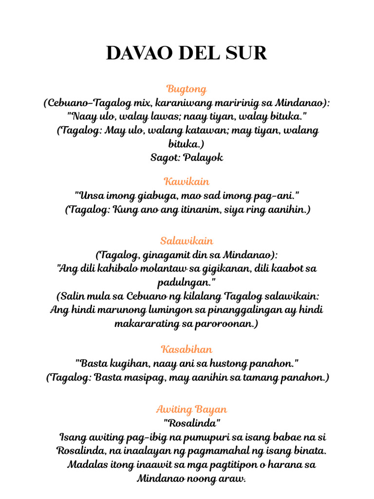Panitikan Sa Davao Region | PDF