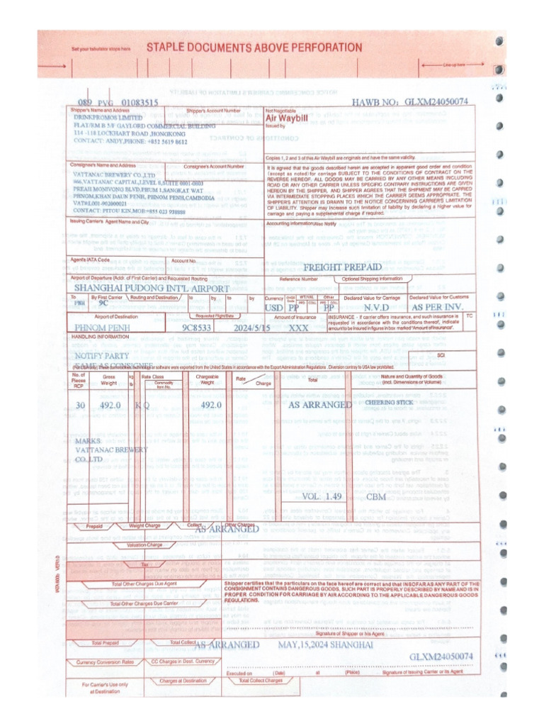 089-01083515 Hawb | PDF