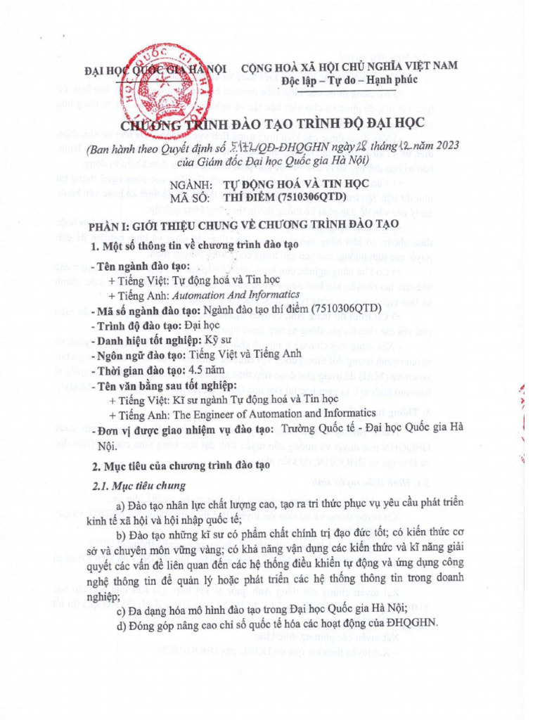 Tu Dong Hoa Va Tin Hoc QH2022 | PDF