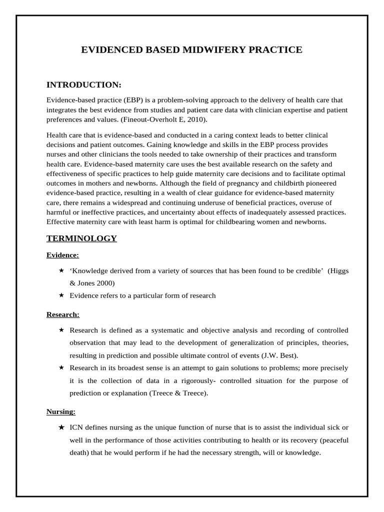 evidenced-based-midwifery-practice | PDF | Childbirth | Evidence Based ...