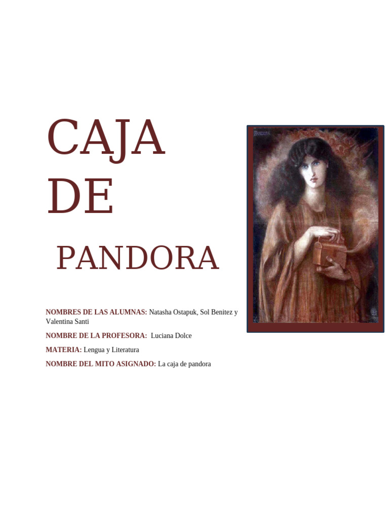 El Mito de la Caja de Pandora | PDF | Mitología griega