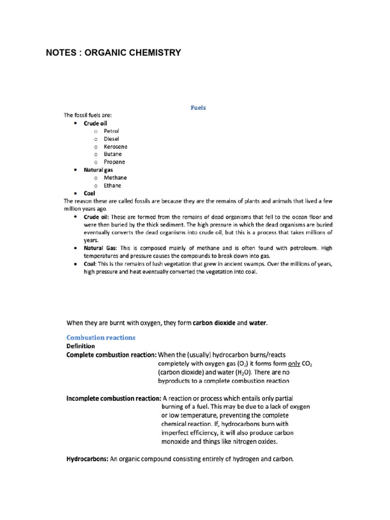 Notes - Organic Chemistry | PDF