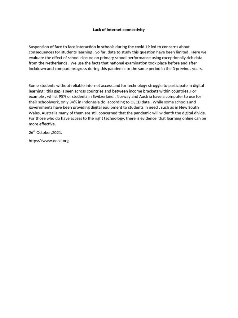Lack of Internet Connectivity | PDF