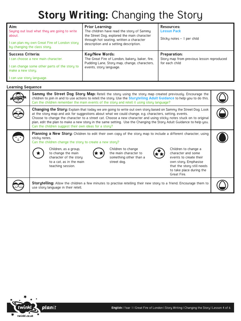 Great Fire Story Writing Lesson Plan | PDF | Learning