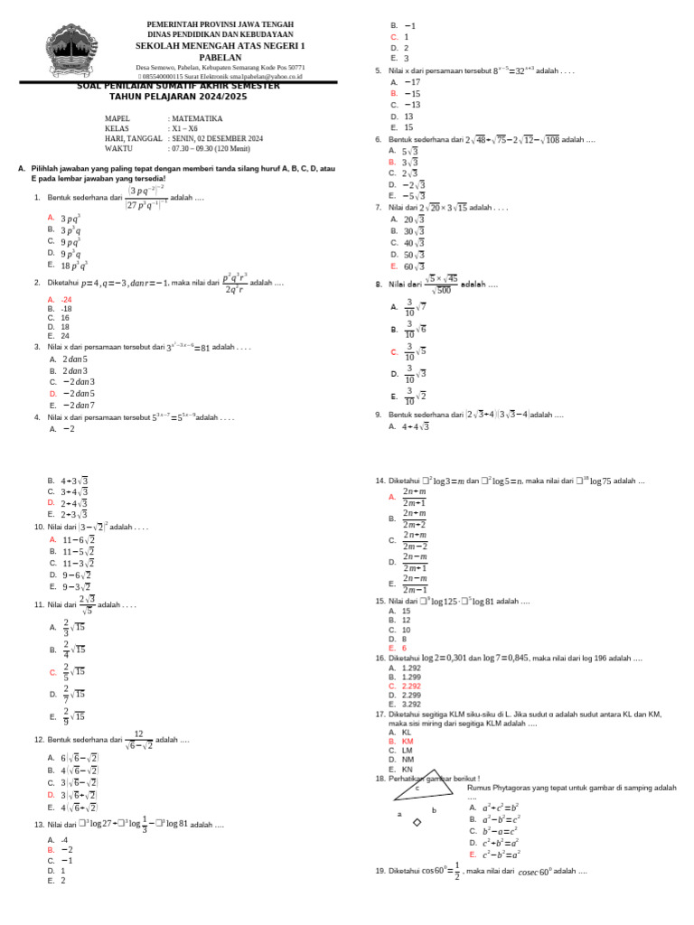Soal Psas Ganjil 2024 - 2025 | PDF