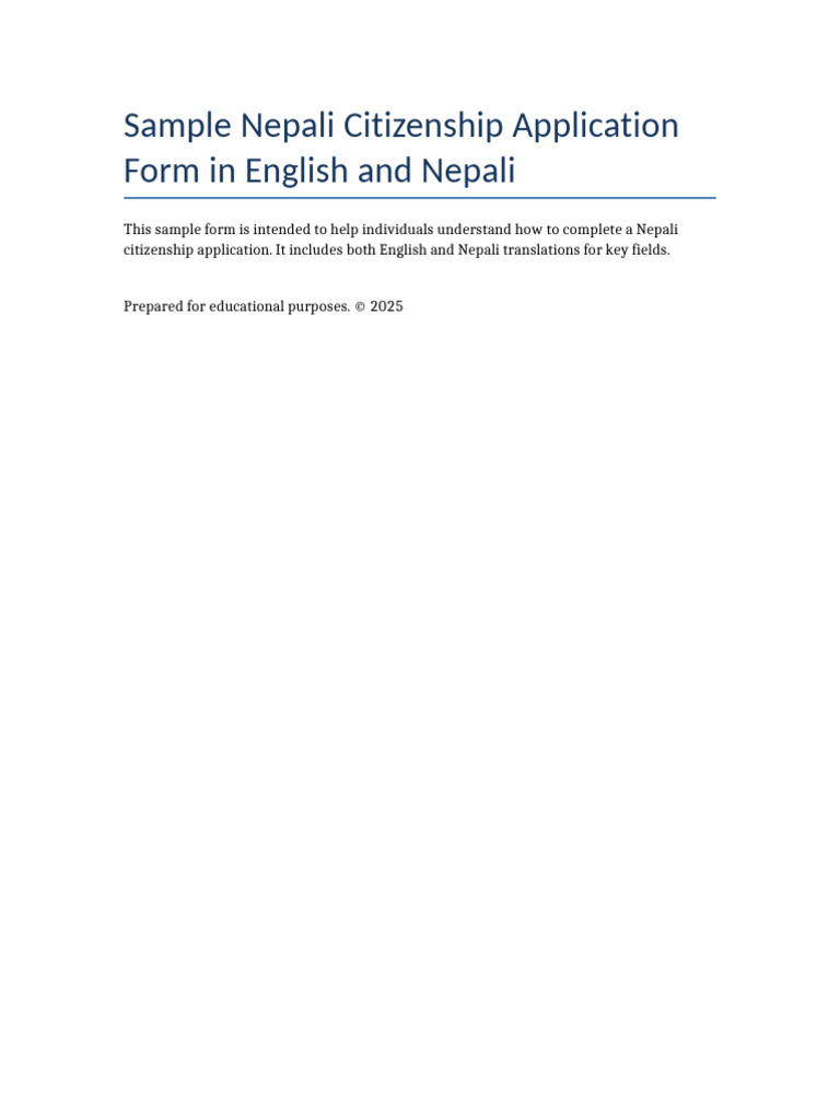 Sample Nepali Citizenship Application Form in English and Nepali | PDF