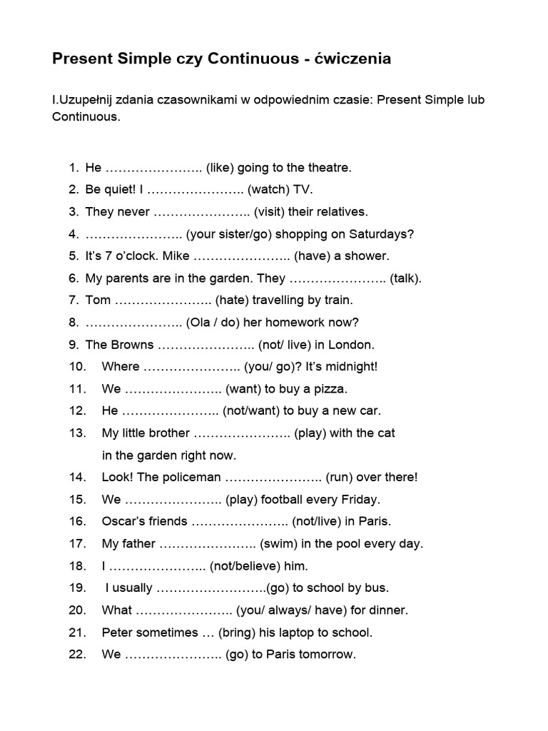 Present Simple Czy Continuous | PDF