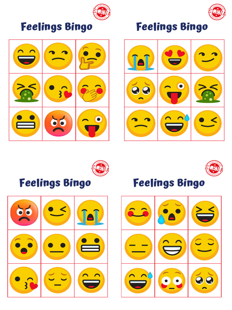Feelings Bingo Game Cards | PDF