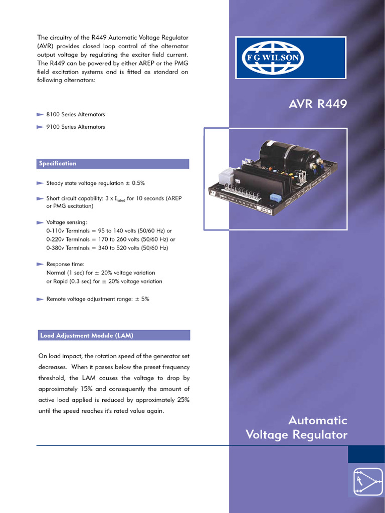 R449 Automatic Voltage Regulator Overview | PDF | Power (Physics ...