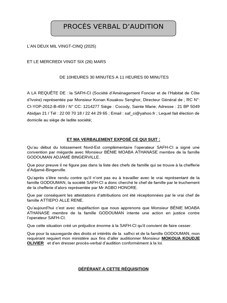 Procès Verbal D'audition | PDF