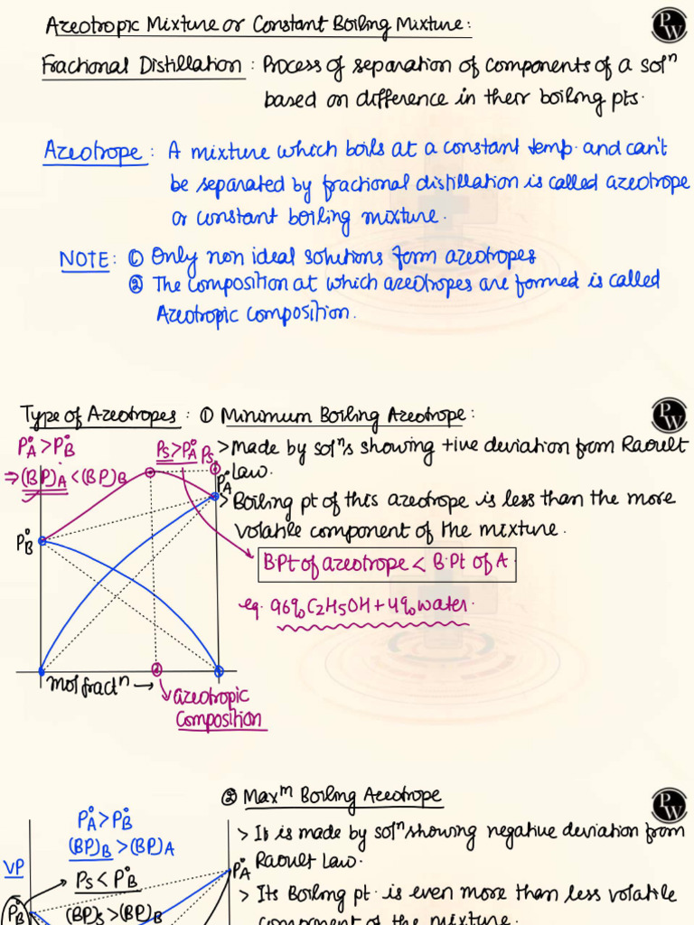 Azeotropic Mixture or Constant Boiling Mixture | PDF