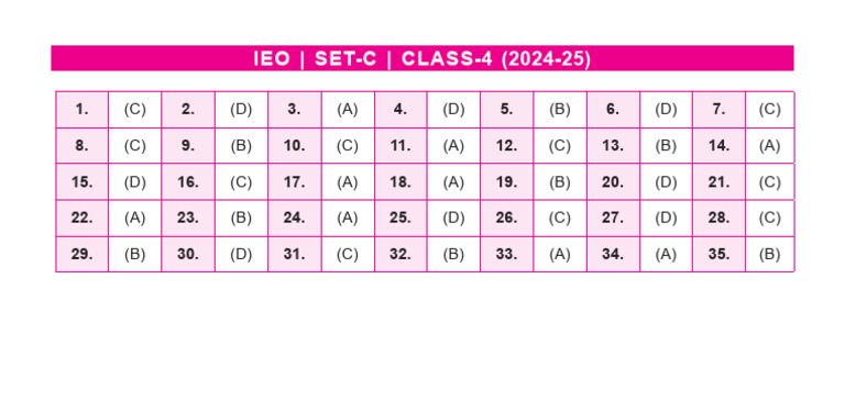 Ieo Set-C Answer Key Class-4 2024-25 | PDF