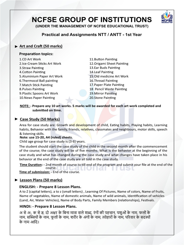 NTT 1st Year Practical Assignments Guide | PDF
