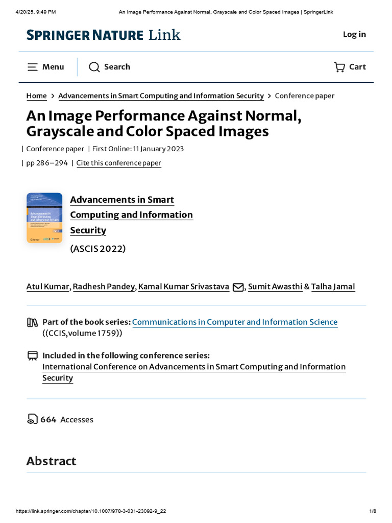 An Image Performance Against Normal, Grayscale and Color Spaced Images - SpringerLink | PDF ...