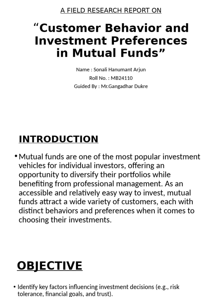 Customer Behavior in Mutual Fund Investment | PDF | Risk | Mutual Funds