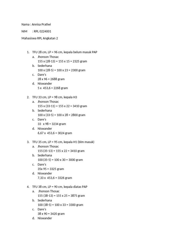 Tugas Menghitung TBJ | PDF