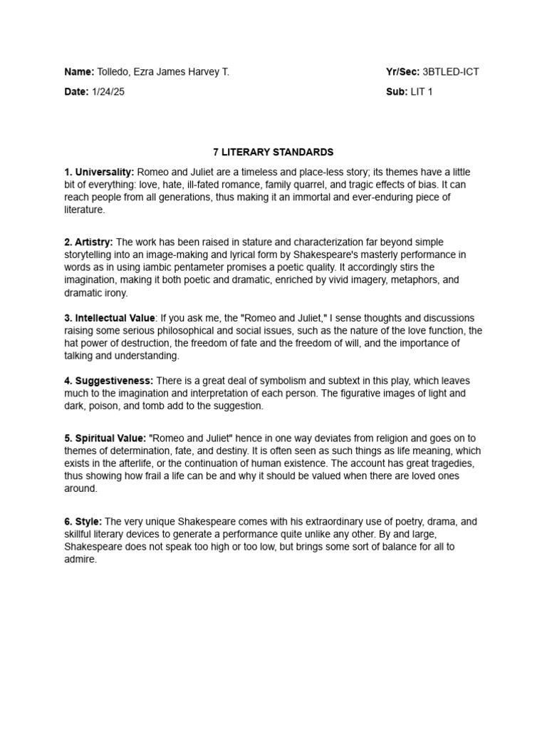 Literary Analysis of Romeo and Juliet | PDF