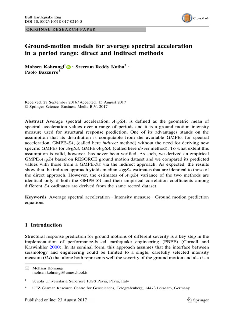 Ground-Motion Models For Average Spectral Acceleration | PDF | Moment ...