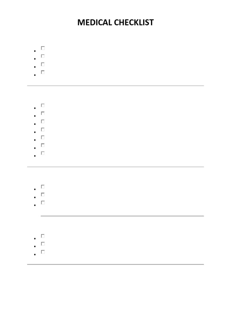 MEDICAL CHECKLIST | PDF